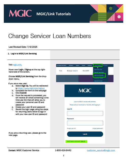MGIC/Link Servicing Tutorials | MGIC